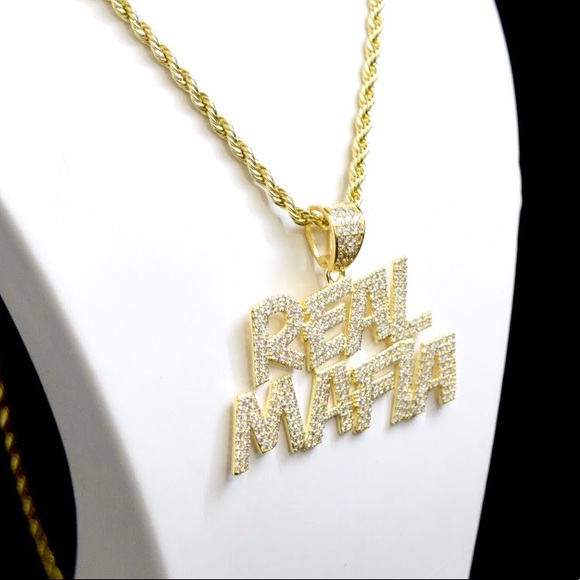 JewelryHq | Accessories | 4k Gold Finish Lab Diamond Real Mafia Charm ...